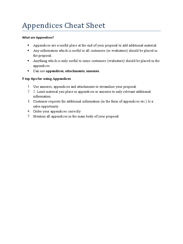 A Guide to Effectively Utilizing Appendices to Enhance Proposals ...