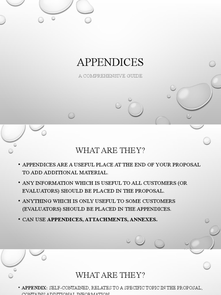 Appendices Presentation | PDF