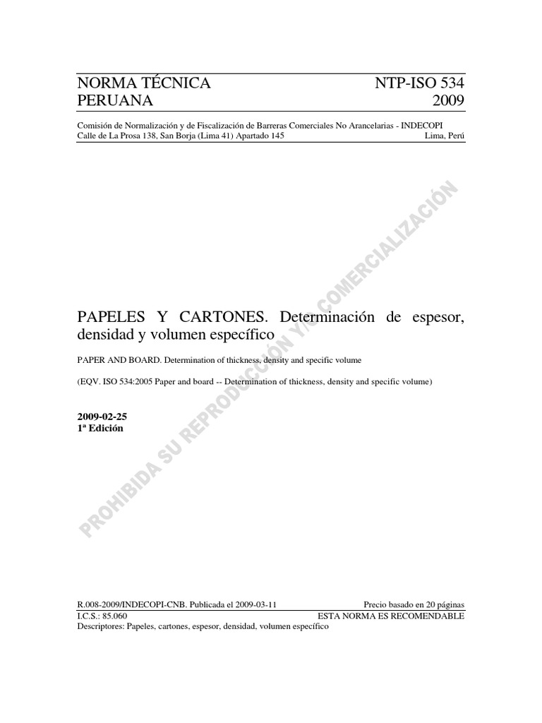 Ntp-Iso 534 PDF | PDF | Papel | Presión