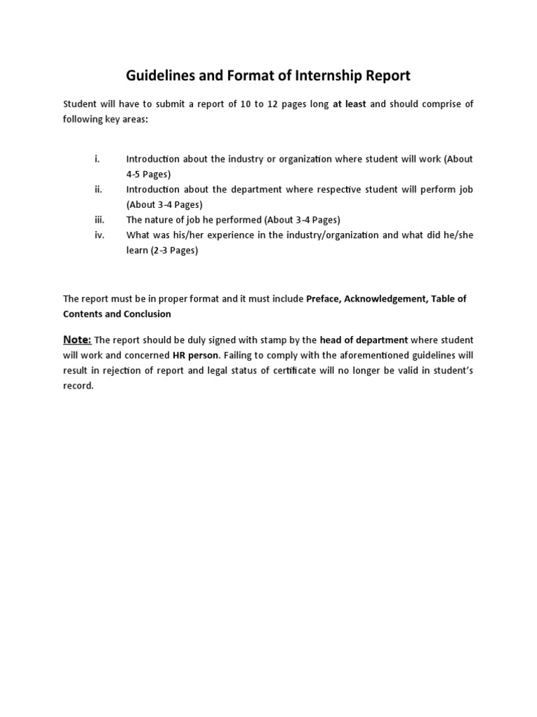 Guidelines of Internship Report | PDF