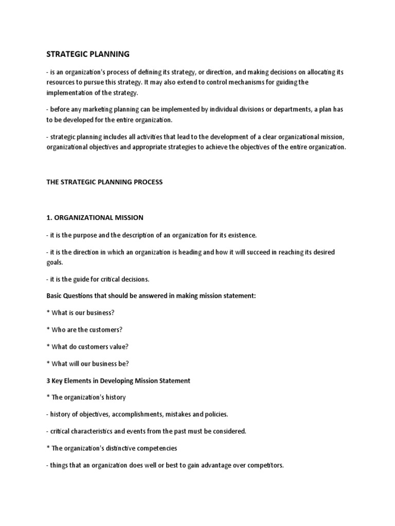 Strategic Planning | PDF | Strategic Management | Strategic Planning