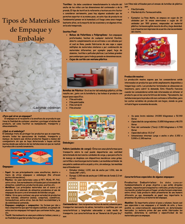Tipo De Materiales Para Empaque Y Embalaje Pdf El Plastico Papel