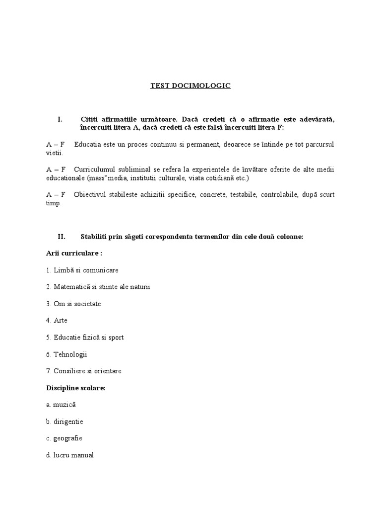 Test Docimologic | PDF