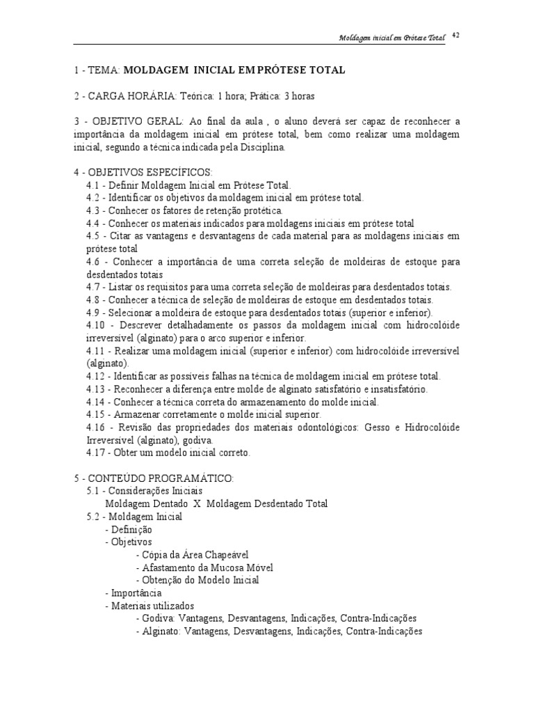 Moldagem Inicial FORP/USP | PDF | Prótese | Boca
