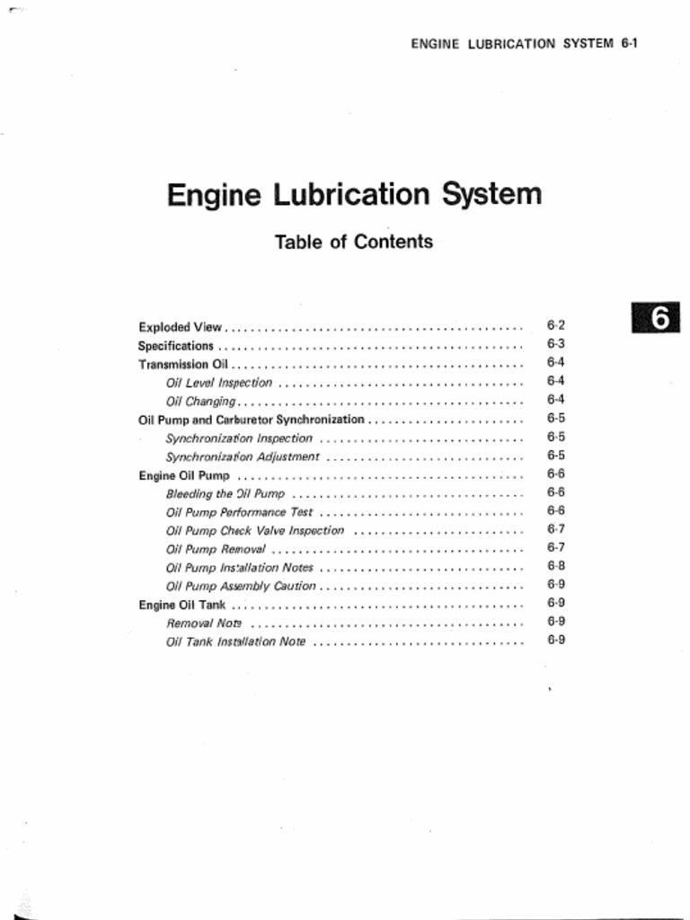 KR-250 Manual 6. Engine Lubrication System | PDF