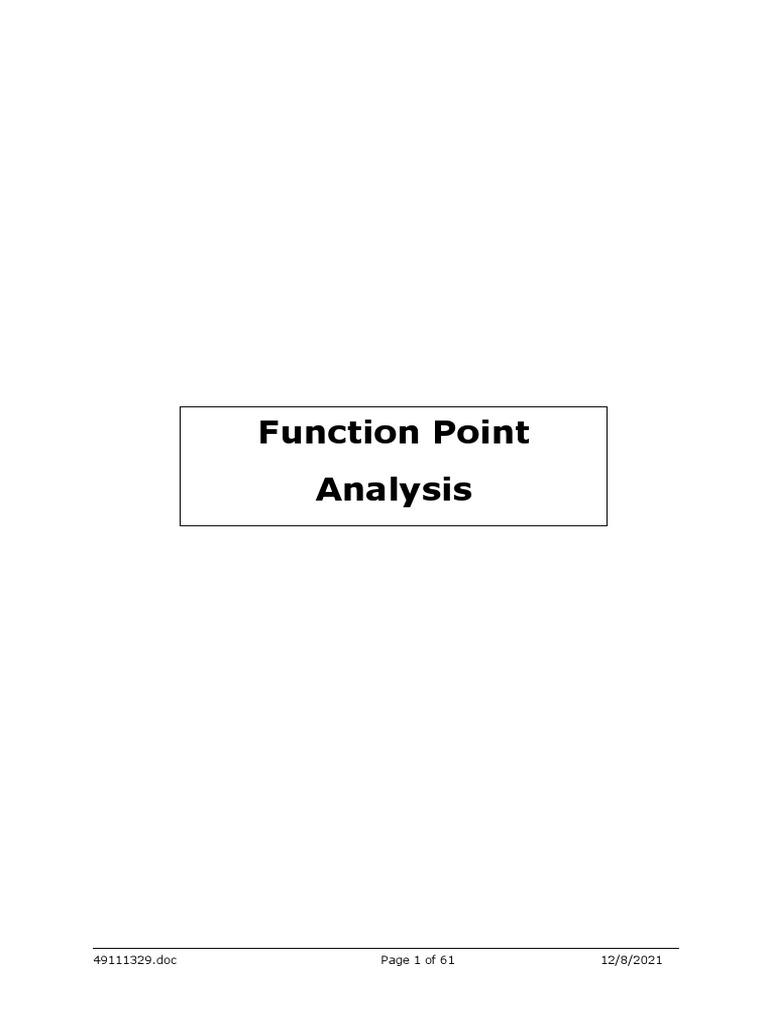Function Point Analysis Pdf Software Development Software Development Process
