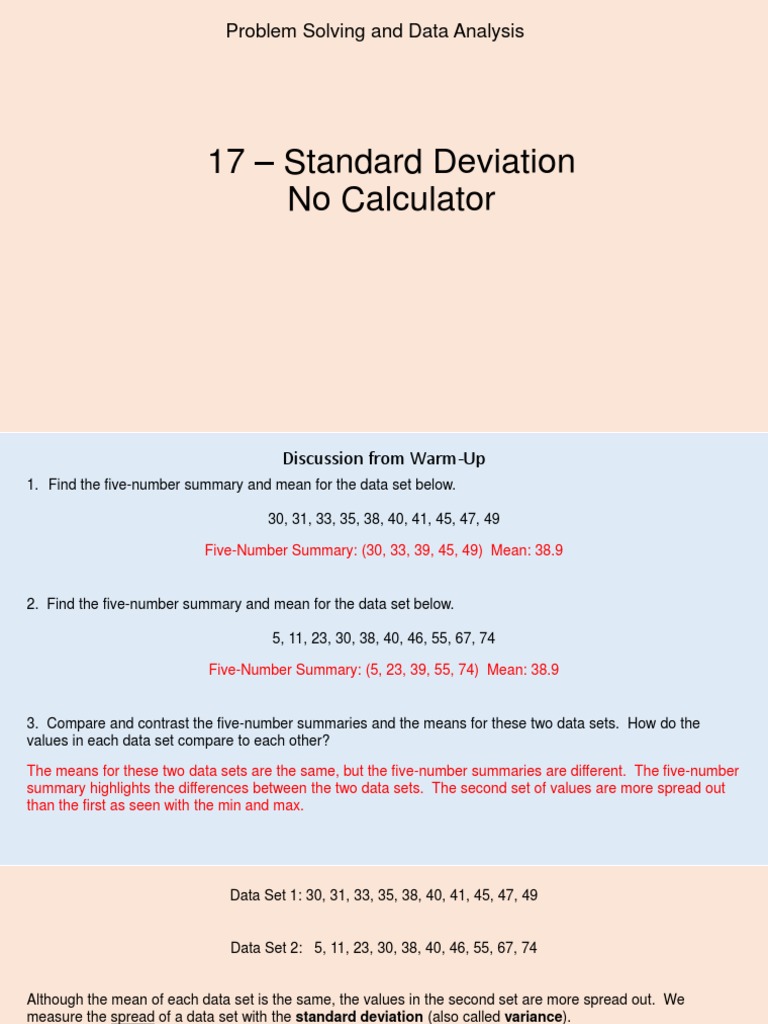 17C - PowerPoint - Standard Deviation | PDF | Standard Deviation | Mean