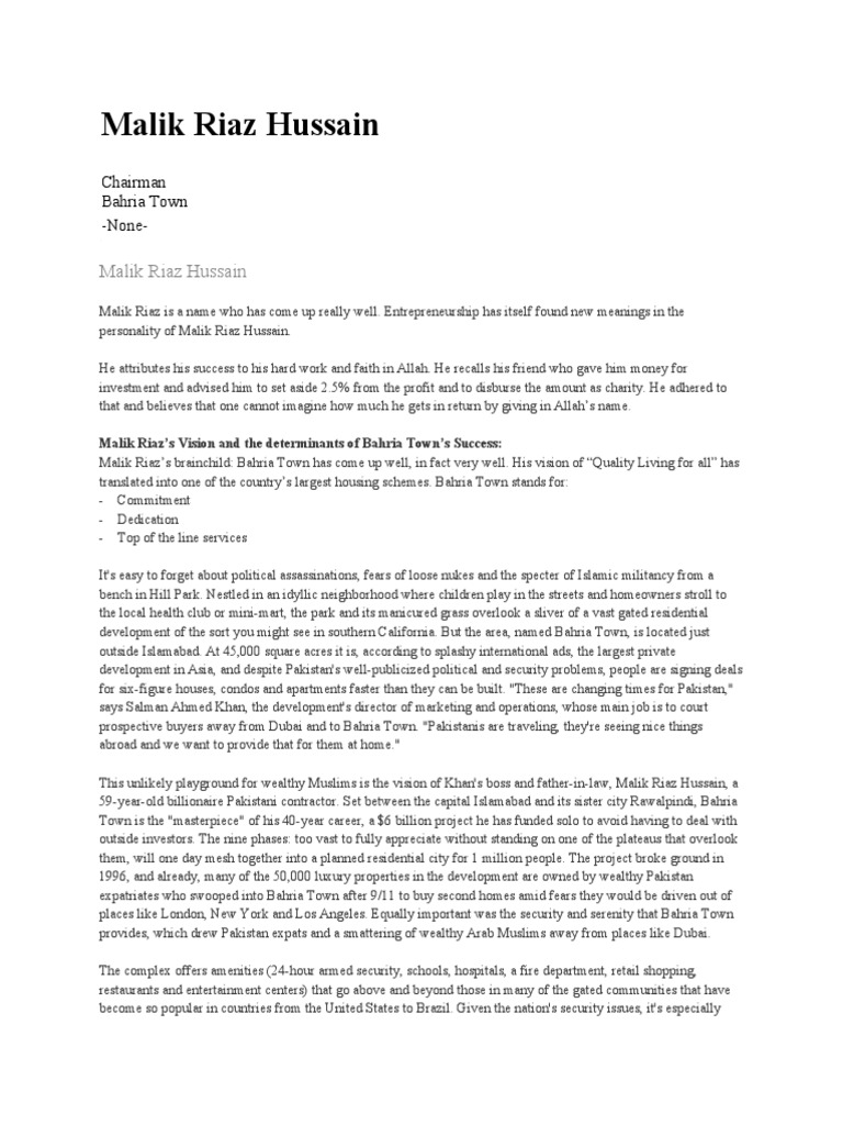 Malik Riaz 1 Pdf Pakistan Economies