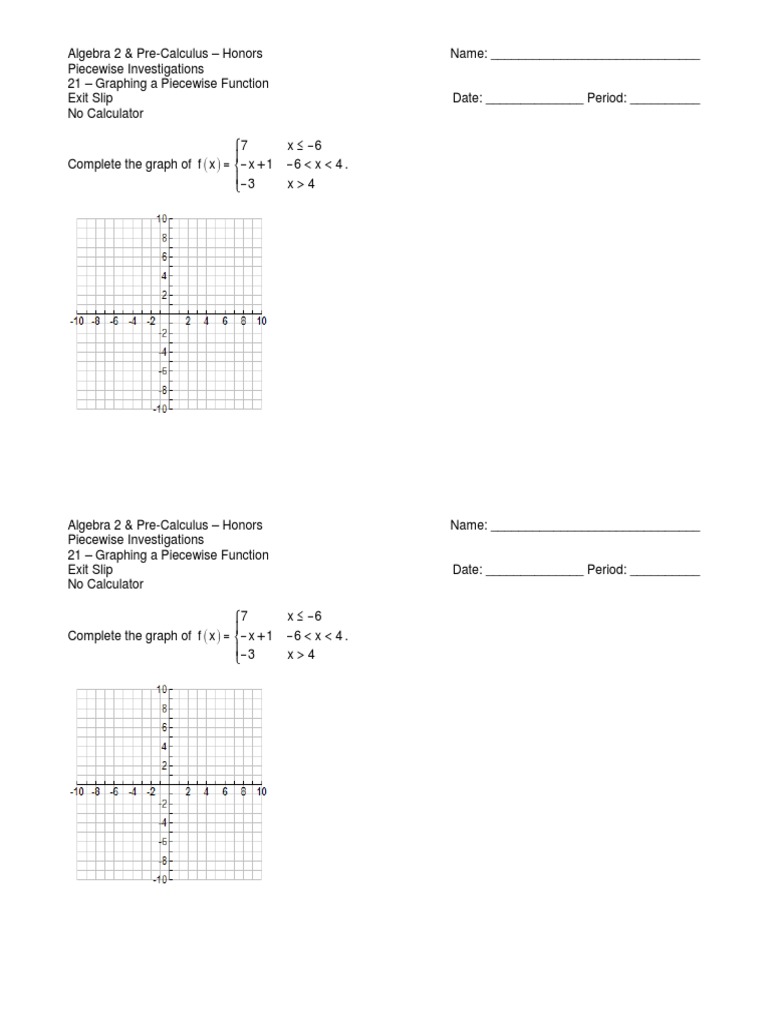 21D - Exit Slip - Graphing A Piecewise Function PDF | PDF | Teaching ...