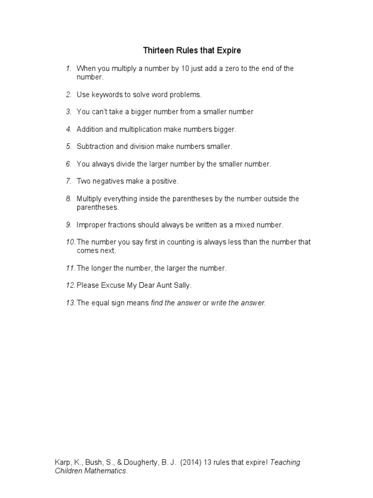 Thirteen Rules That Expire: Number | Download Free PDF | Fraction ...