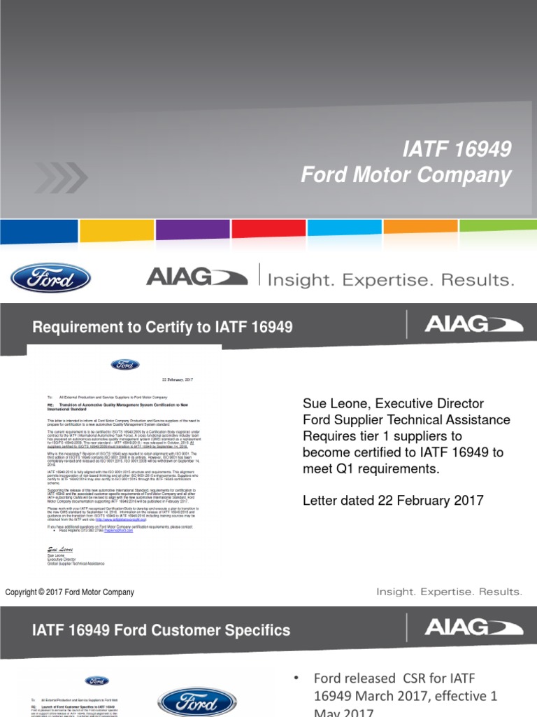 IATF 16949 Ford Motor Company | PDF | Audit | Business