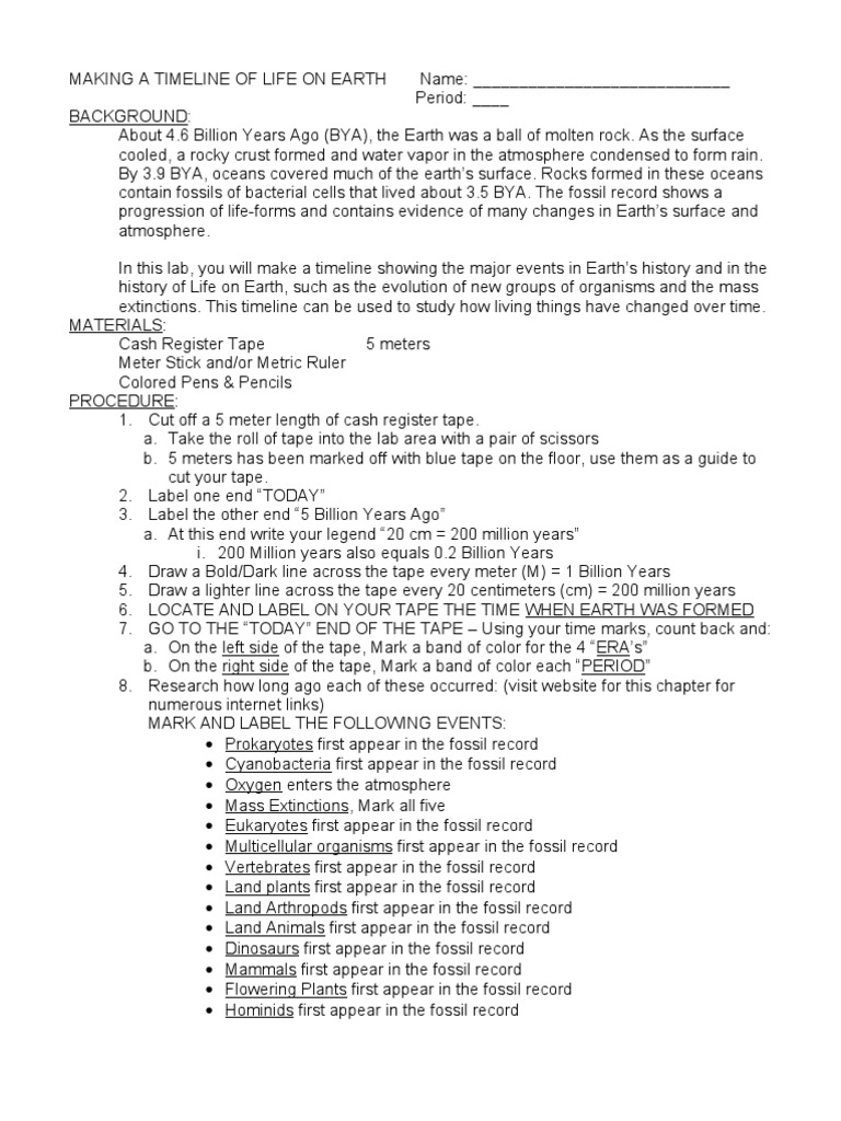 Adding Machine Tape Timeline | PDF | Fossil | Earth
