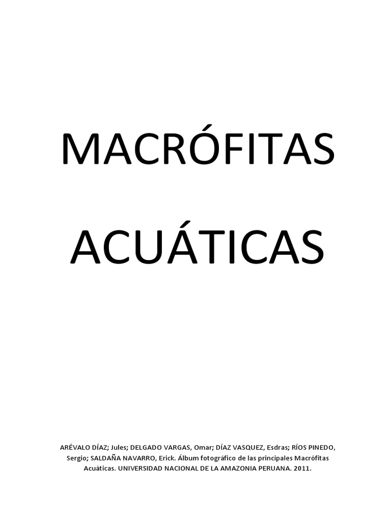 Macrófitas Acuáticas en la Selva Peruana | PDF | Organismos acuáticos ...