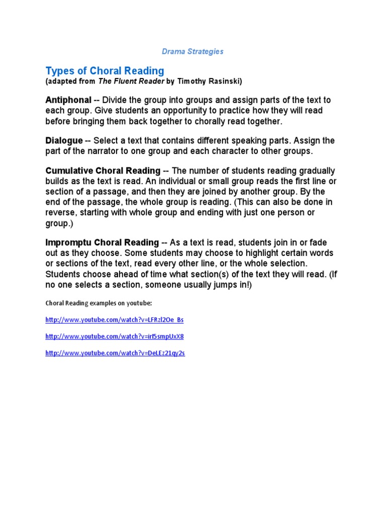 Choral Reading Techniques and Examples | PDF | Nature