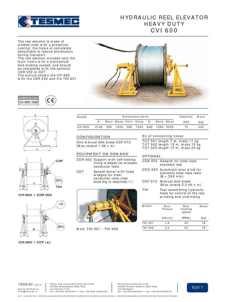 Hydraulic Reel Elevator Heavy Duty: Configuration | PDF | Elevator ...