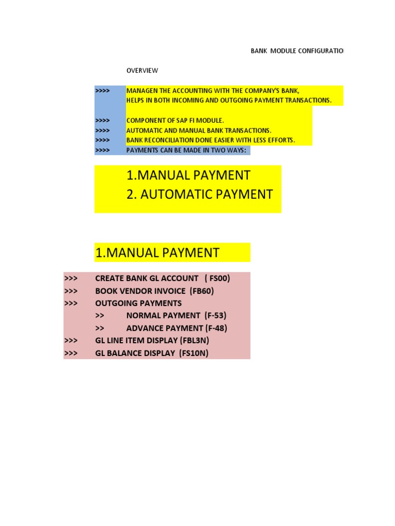 1.manual Payment 2. Automatic Payment | PDF