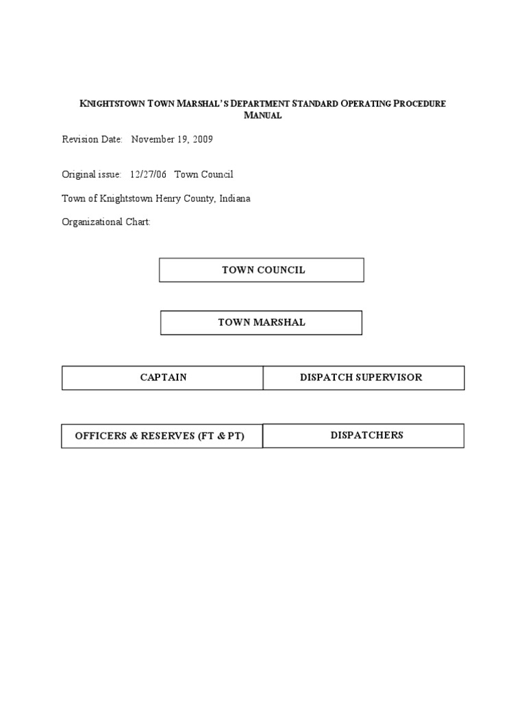 Knightstown Police Standard Operating Procedures | PDF | Marshal | Police