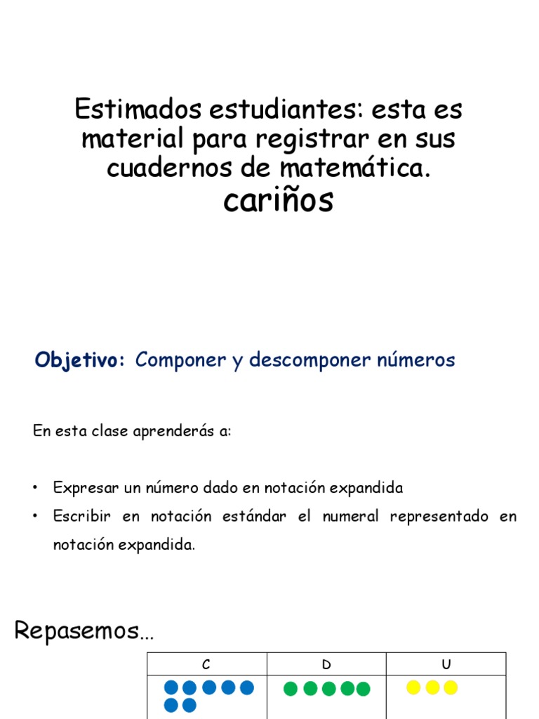 Componer y Descomponer Números | PDF | Procesamiento de la señal ...