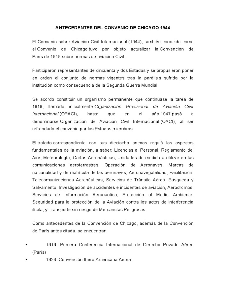 Antecedentes Del Convenio De Chicago 1944: Internacional (OPACI), hasta ...