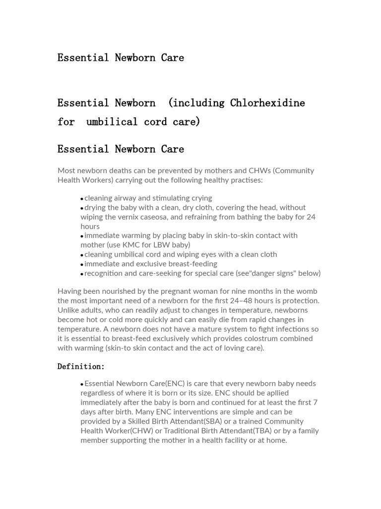 Essential Newborn Care | PDF | Infants | Breastfeeding