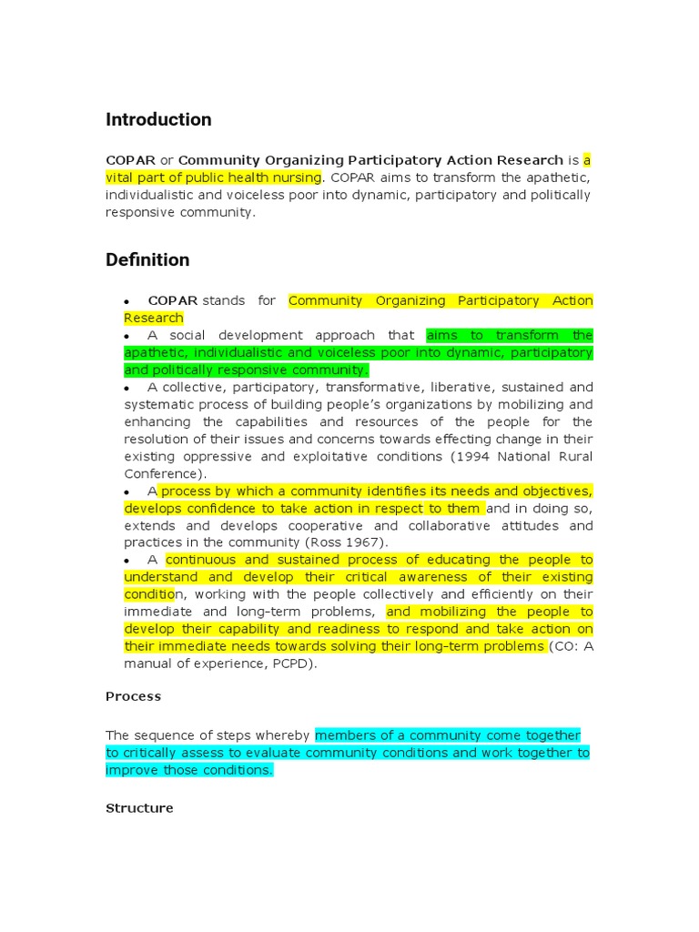 Community Organizing Participatory Action Research | PDF ...