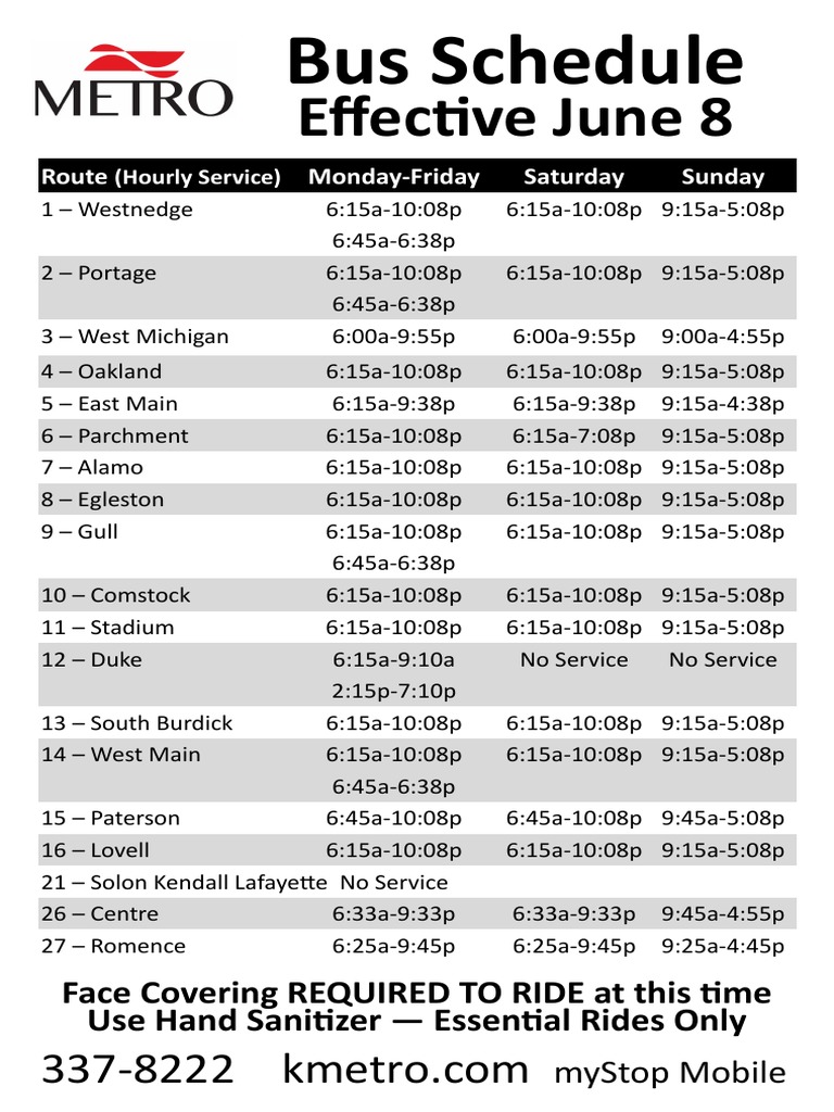 Effec Ve June 8: Bus Schedule | PDF