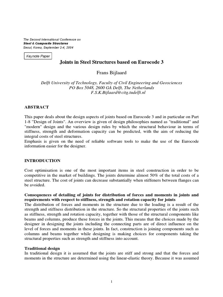 Joints in Steel Structures Based On Eurocode 3 | PDF | Screw | Strength ...