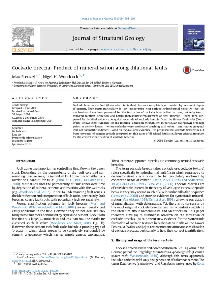 Cockade Breccia Product of Mineralisation Along Dilational Faults | PDF ...
