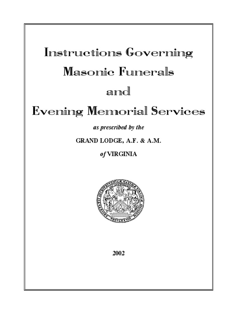 Funeral Manual | PDF | Funeral | Masonic Lodge