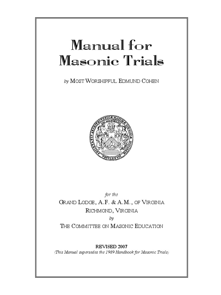 Masonic Trials Manual for Virginia Lodges | PDF | Masonic Lodge | Plea