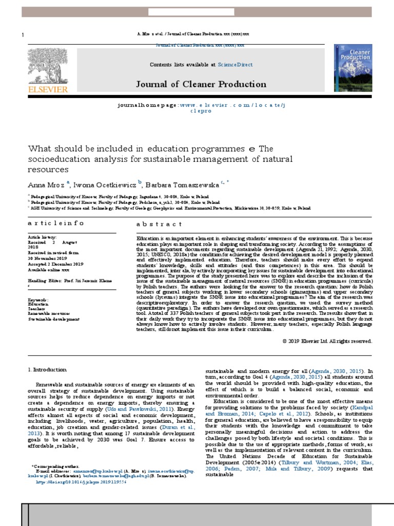 Journal of Cleaner Production | PDF | Sustainability | Sustainable ...