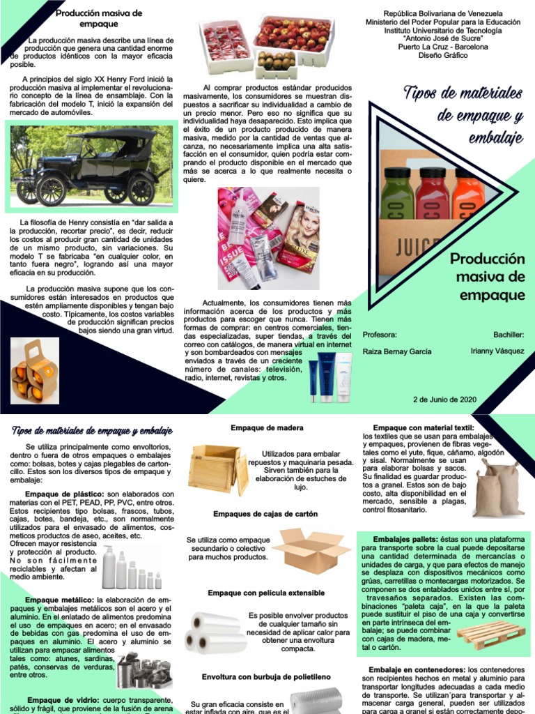 Tipos De Materiales De Empaque Y Embalaje Y La Producción Masiva De
