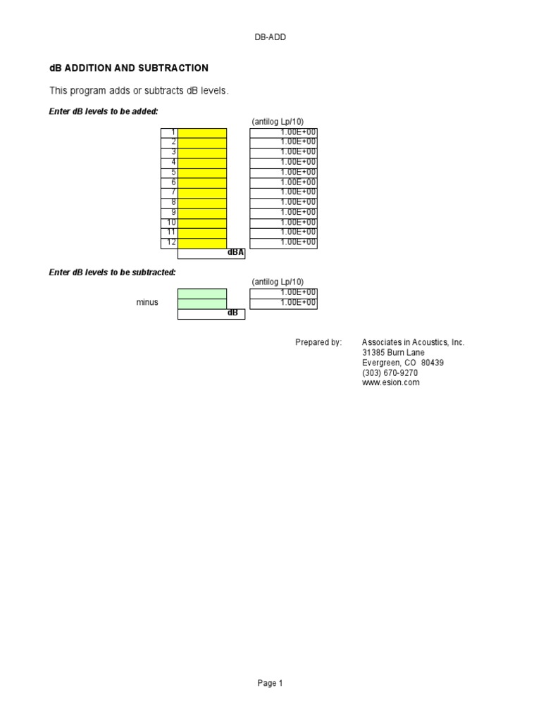 dB Level Calculator Guide | PDF