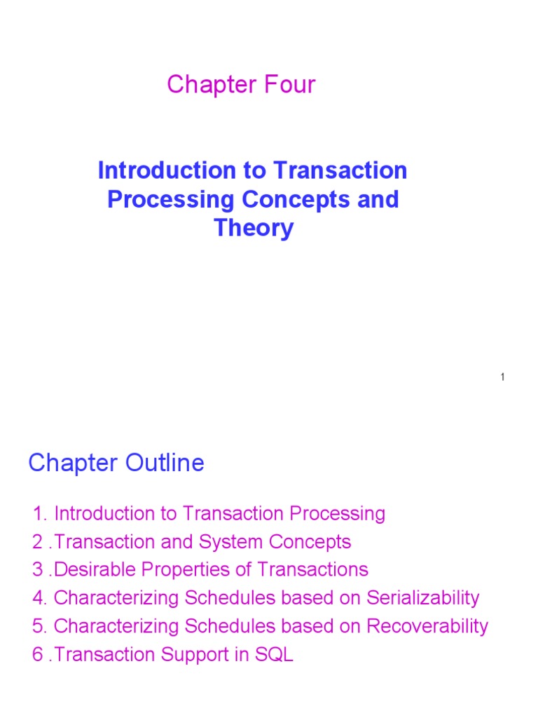 Chapter Four Introduction To Transaction Processing Concepts And Theory Pdf Database