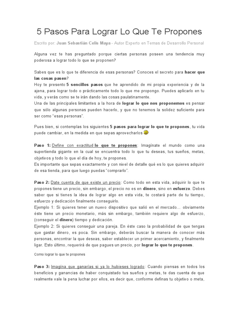 Pasos para Lograr Lo Que Te Propones | PDF | Business | Science