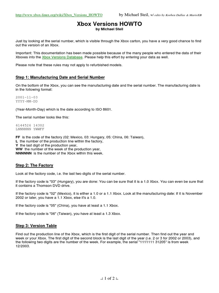 Xbox Versions HOWTO: by Michael Steil | PDF | Data | Data Management