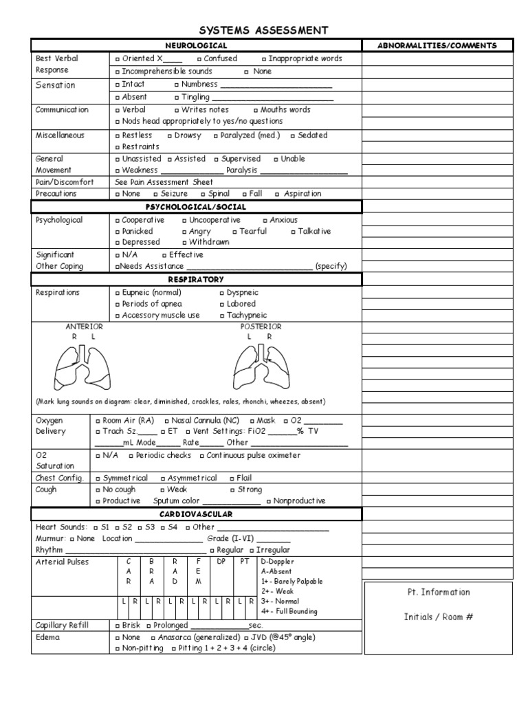 7system Assessment Sheet | PDF | Edema | Physiology