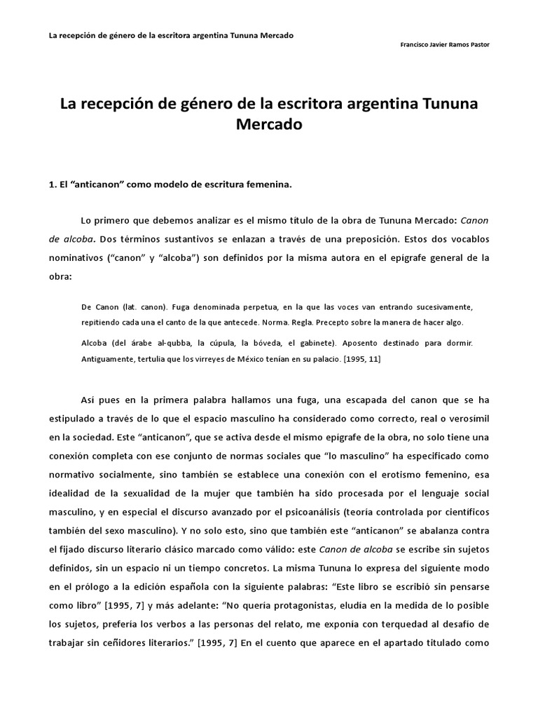 Anticanon y erotismo en Tununa Mercado | PDF | Erotismo | La sexualidad ...
