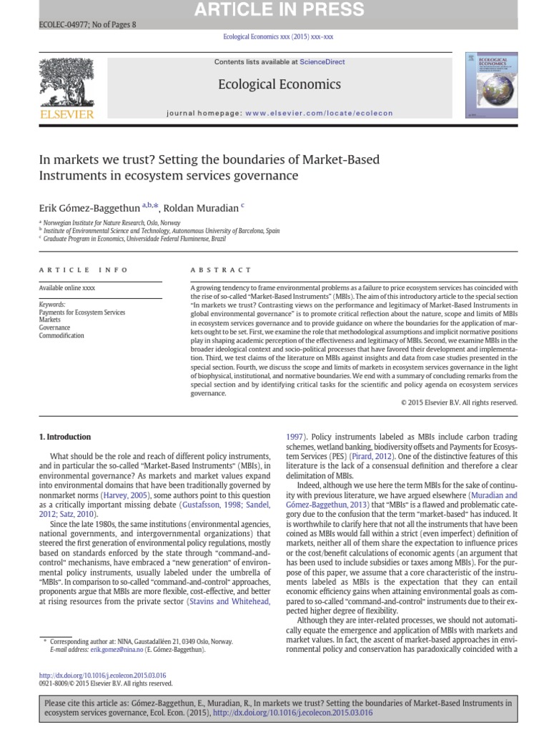 Ecological Economics: Erik Gómez-Baggethun, Roldan Muradian | PDF ...