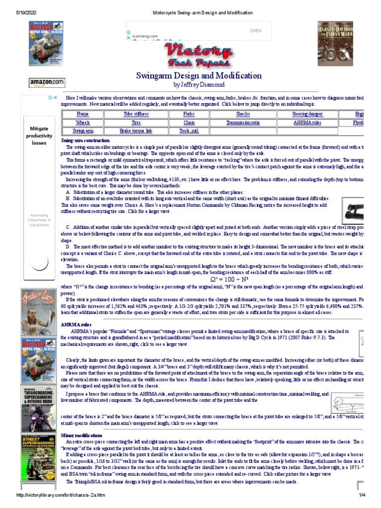 Motorcycle Swing-Arm Design and Modification | PDF | Axle | Pipe (Fluid ...