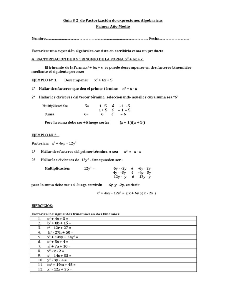 Factorizaci N 2 | PDF | Factorización | Enseñanza de matemática