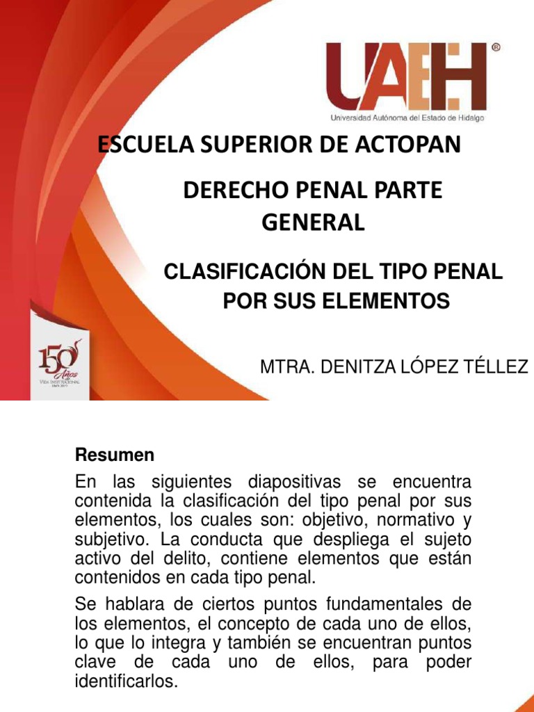 Elementos Del Tipo Penal | PDF | Intención (Derecho Penal) | Derecho penal