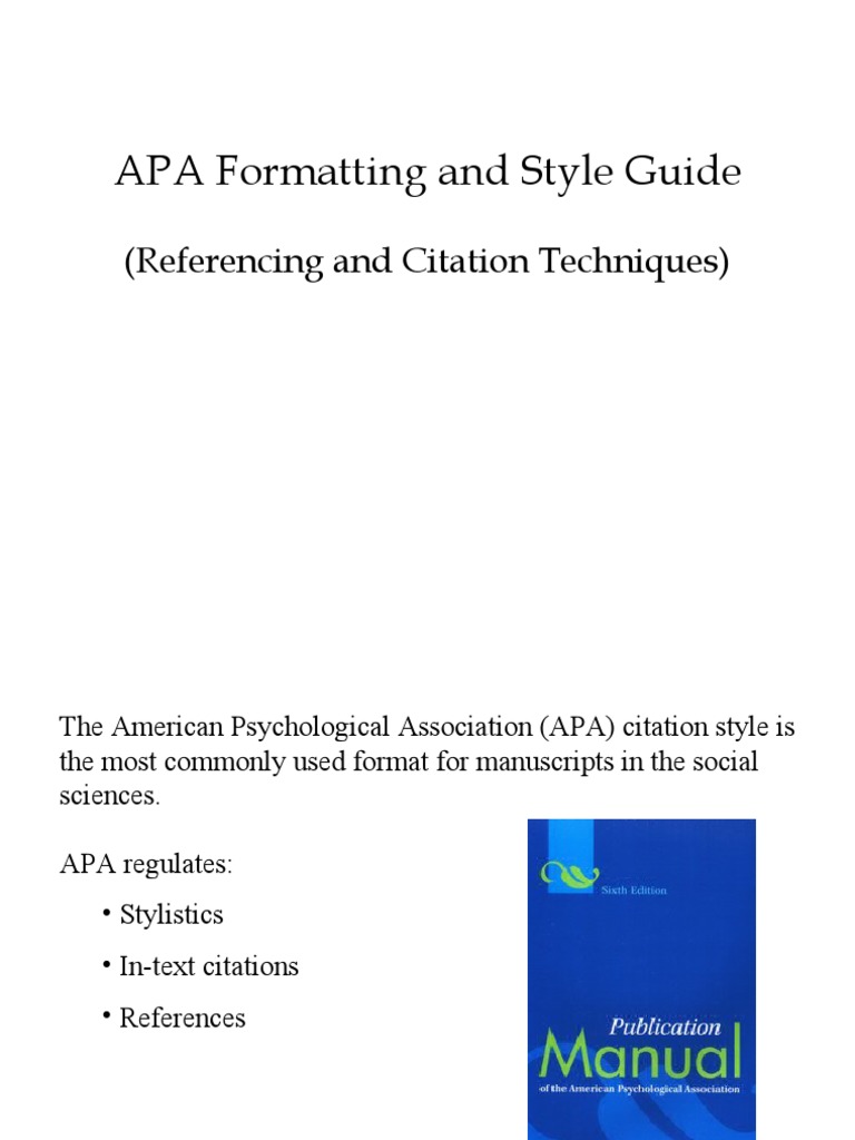 APA Formatting and Style Guide - Reference and In-Text Citation | PDF ...