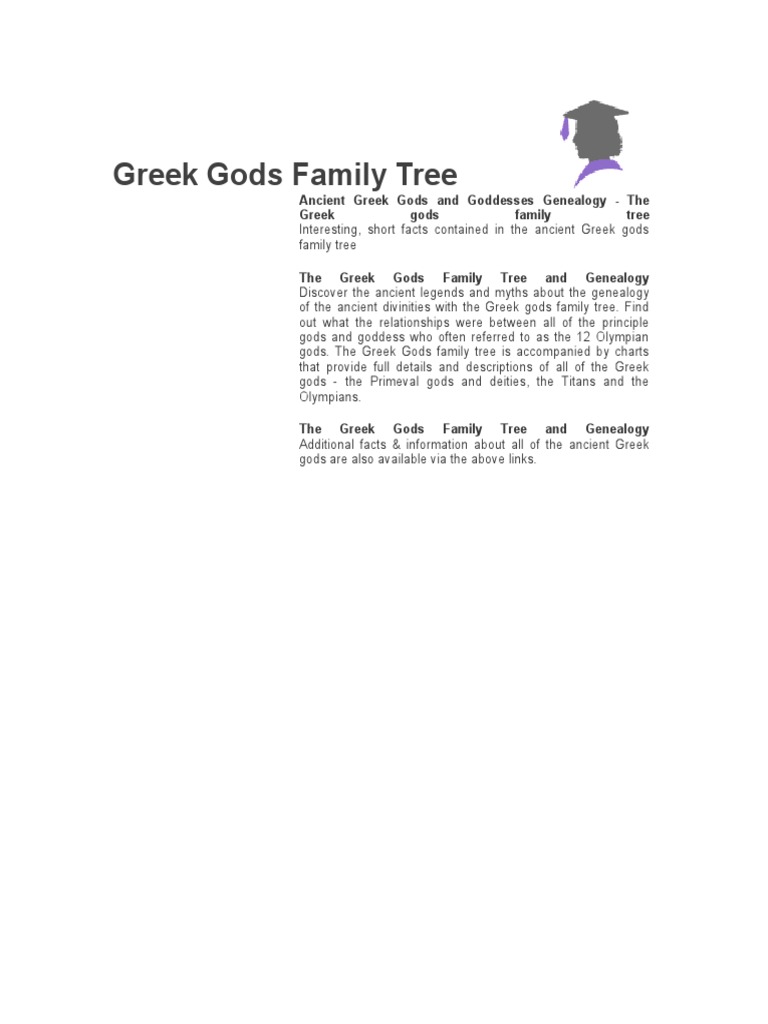 Greek Gods Family Tree | PDF | Twelve Olympians | Ancient Mediterranean ...