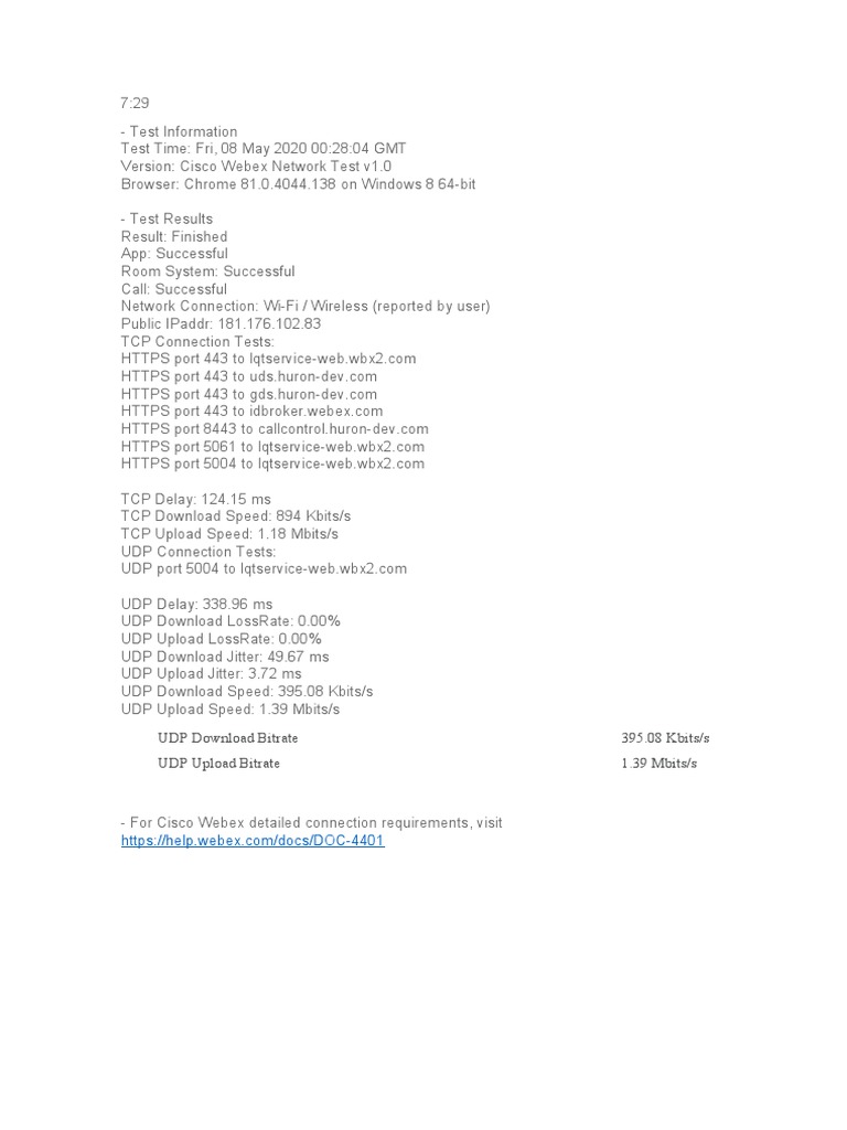 UDP Download Bitrate 395 08 Kbits s UDP Upload Bitrate 1 39 Mbits s