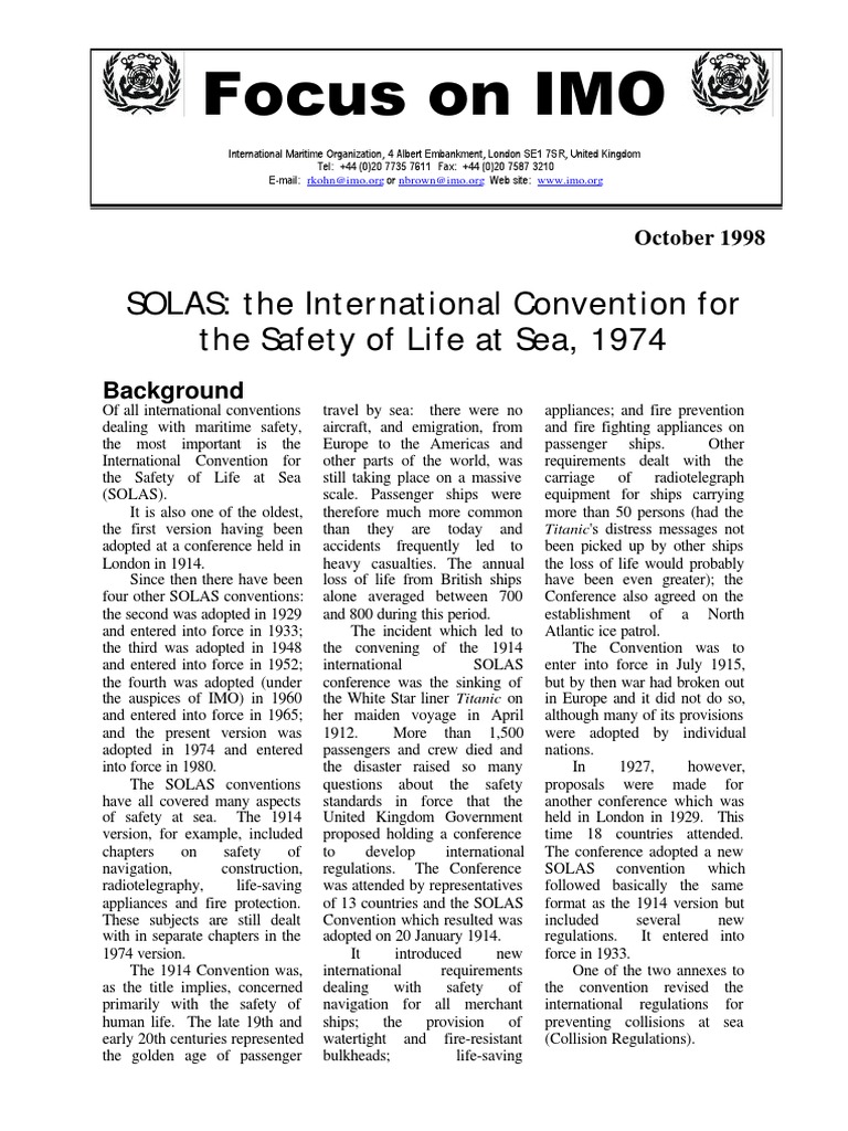 Imo About Solas 1998 Pdf Ships Oil Tanker