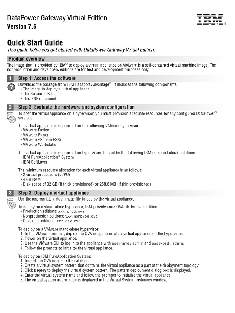 Quick Start Guide: Datapower Gateway Virtual Edition | PDF | V Mware ...