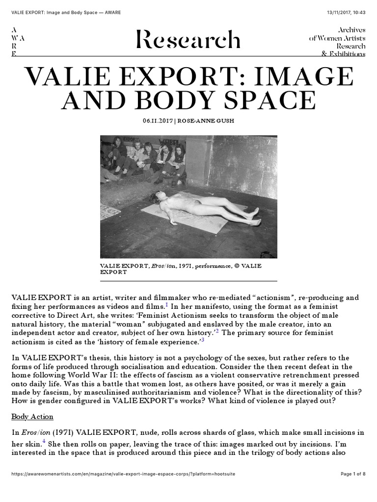 VALIE EXPORT Image and Body Space | PDF | Feminism | Gender Studies