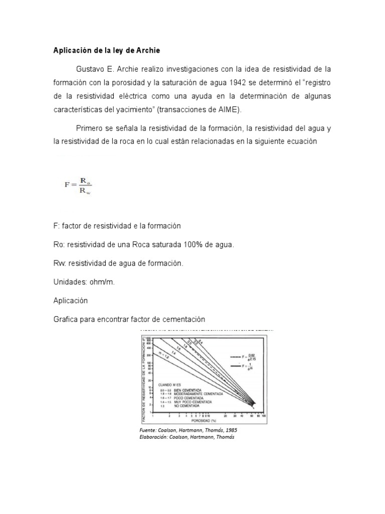 Aplicación de La Ley de Archie | PDF | Resistividad Eléctrica y ...