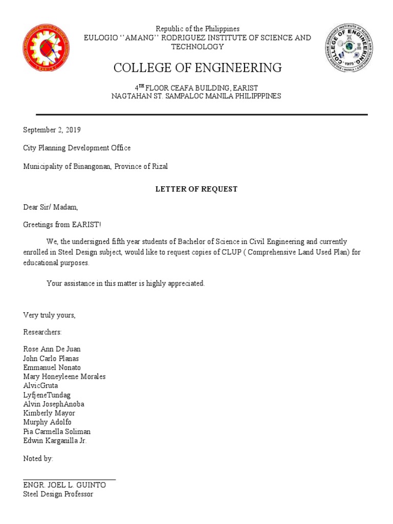 College of Engineering: 4 Floor Ceafa Building, Earist Nagtahan St ...